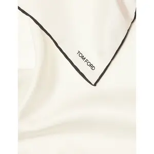 TOM FORD Contrast-border Logo Silk Pocket Square