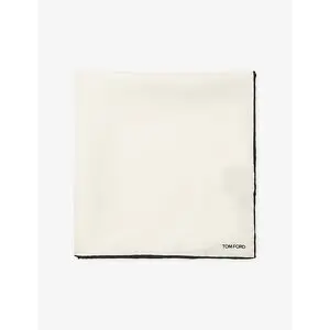 TOM FORD Contrast-border Logo Silk Pocket Square