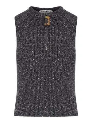 JW Anderson Zip-up Ribbed Knit Tank Top - Black