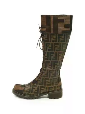 Fendi Mania Ff Motif Lace-up Knee-length Boots