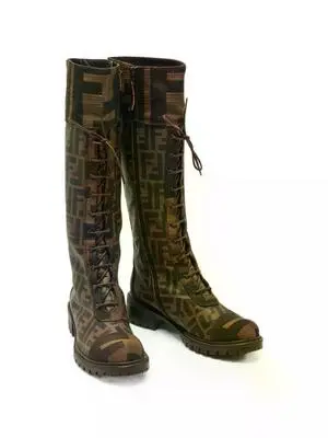 Fendi Mania Ff Motif Lace-up Knee-length Boots