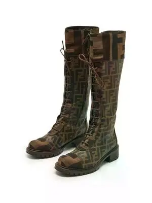 Fendi Mania Ff Motif Lace-up Knee-length Boots