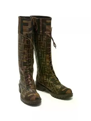 Fendi Mania Ff Motif Lace-up Knee-length Boots