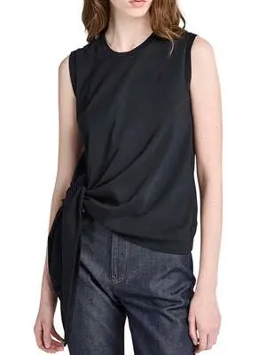 JW Anderson Cotton Tank Top With Knotted Hem - Black