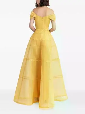 GEMY MAALOUF Lace-trim Off-the-shoulder Dress - Yellow