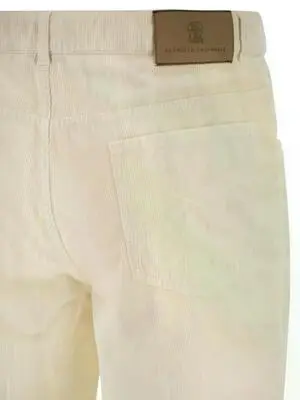 Brunello Cucinelli Beige Corduroy Straight Leg Trousers