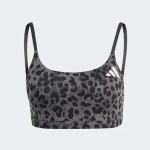Adidas Optime Essentials 3-stripes Leopard Light Support Bra - Earth Strata
