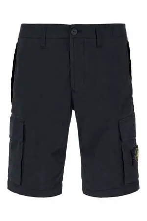 Stone Island Cargo Shorts With Logo Badge - Multicolor