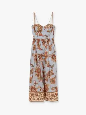 Zimmermann Aster Corset Cototn Midi Dress - Blue