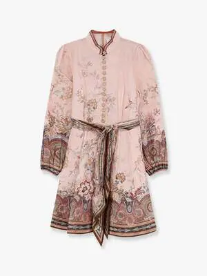 Zimmermann Alchemy Linen Dress With Floral Print - Multicolor