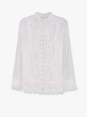 Zimmermann Aster Embroidered Cotton Shirt - Cream
