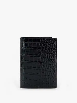 TOM FORD Leather Wallet With Crocodile Print - Black