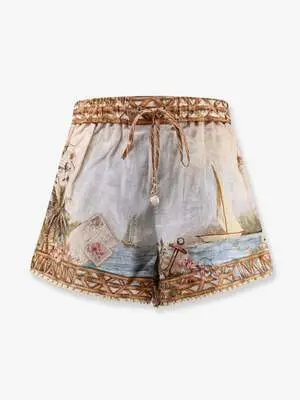 Zimmermann Mahon Linen Printed Shorts - Multicolor