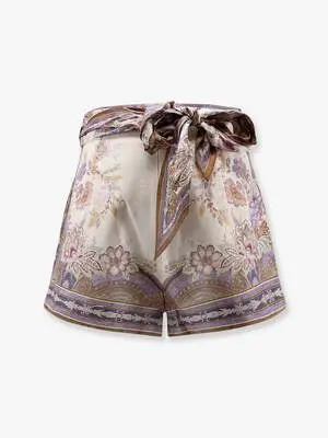 Zimmermann Luna Scarf Linen Shorts - Multicolor