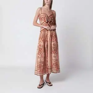 Zimmermann Aster Midi Dress With Silk Scarf Detail - Multicolor