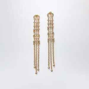 Chloé CHLOE Gold-Tone Logo Lettering Drop Earrings Silver