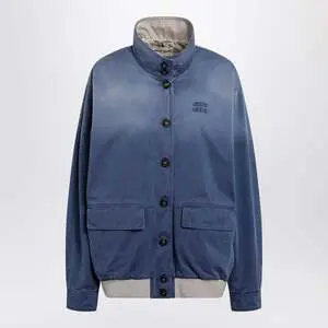 Miu Miu Miu Miu Old-Washed Twill Blouson Jacket Cream