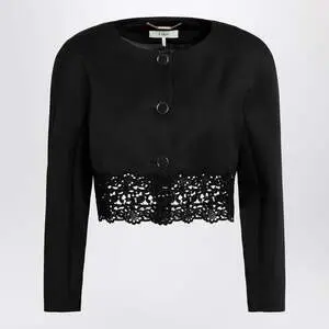 Chloé Cropped Jacket With Openwork Trim - Black