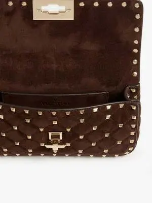 Valentino Garavani Rockstud Spike Suede Crossbody Bag With All-over Studs - Multicolor