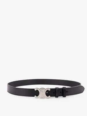 Celine Triomphe Leather Belt - Black