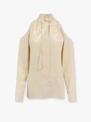 DIOR CHRISTIAN DIOR Silk Top With Floral Jacquard And Cut-Out Details