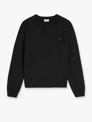 Celine Wool Sweater With Logo Embroidery - Black