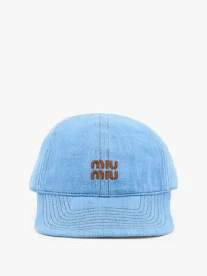 Miu Miu Cotton Hat With Embroidered Logo On The Front - Multicolor