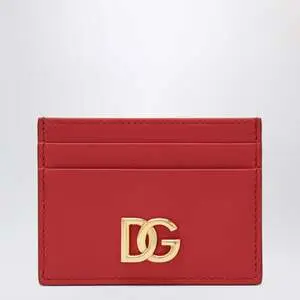 Dolce & Gabbana Leather Card Holder With Dg Logo - Red