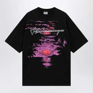 Balenciaga Cotton Jersey Dream Motif T-shirt - Black