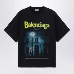 Balenciaga Cotton Oversized T-shirt With Logo Print - Black