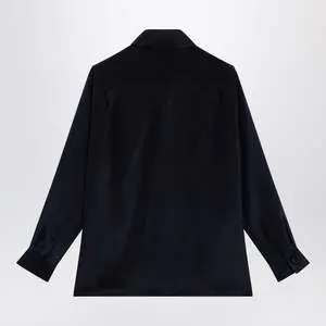 Max Mara Silk Shirt With Embroidered Logo - Blue