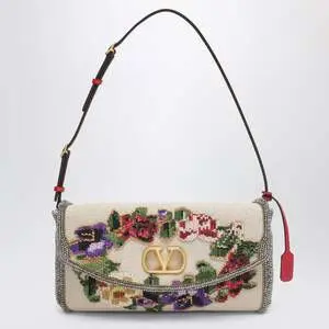 Valentino Garavani Small Devain Shoulder Bag With Floral Bead Embroidery - Multicolor