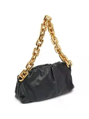 Bottega Veneta The Chain Pouch Leather Clutch Bag - Black
