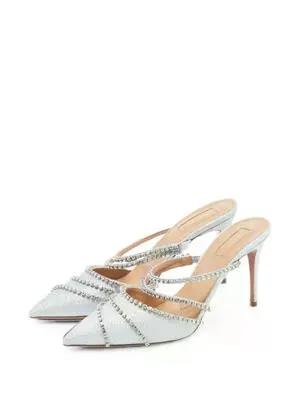 AQUAZZURA Crystal-embellished Pointed-toe Mules