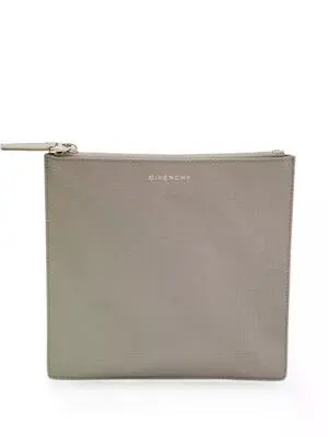 Givenchy 4g Embossed Leather Clutch Bag - Grey
