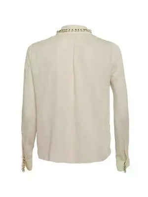 Elisabetta Franchi Embellished Collar Long Sleeve Shirt - Neutrals