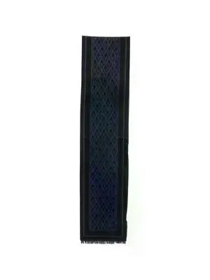 Valentino Garavani Vlogo-print Fringed-design Scarf - Blue