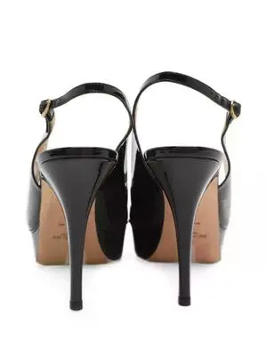 Saint Laurent Patent Leather Platform Slingback Sandals
