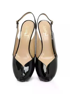 Saint Laurent Patent Leather Platform Slingback Sandals