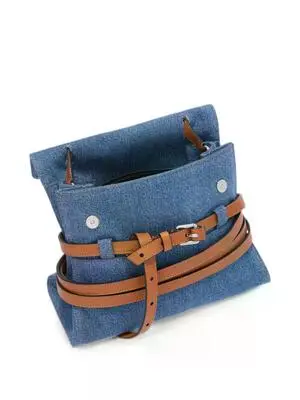Moschino Belt Detail Denim Shoulder Bag - Blue