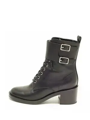 GIANVITO ROSSI Buckled Lace-up Heeled Combat Boots