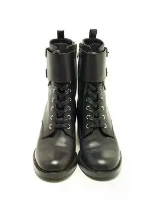GIANVITO ROSSI Buckled Lace-up Heeled Combat Boots