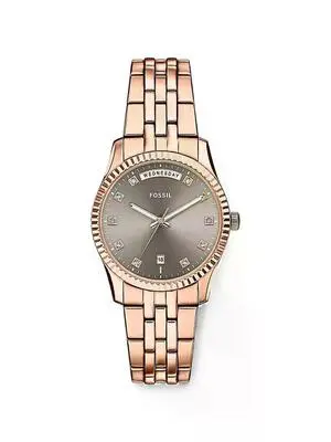 Fossil Scarlette Fluted-bezel 34mm Watch - Grey