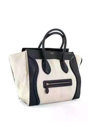 Celine Luggage Bag Canvas And Leather Micro Tote