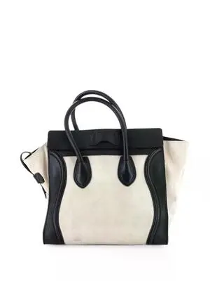 Celine Luggage Bag Canvas And Leather Micro Tote - Neutrals