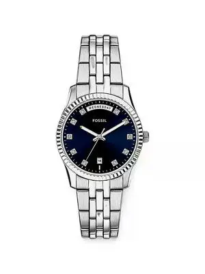 Fossil Scarlette Fluted-bezel 34mm Watch - Blue