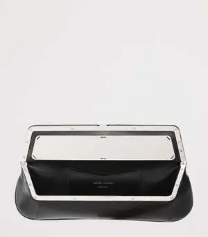 Amina Muaddi Leather Ami Clutch Bag