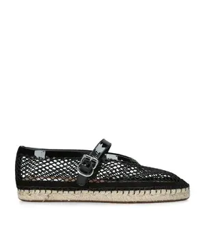 Alaïa Mesh-leather Espadrille Ballet Flats - Black
