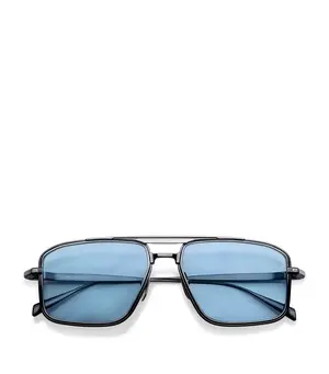 JACQUES MARIE MAGE Titanium Earl Aviator Sunglasses - Silver
