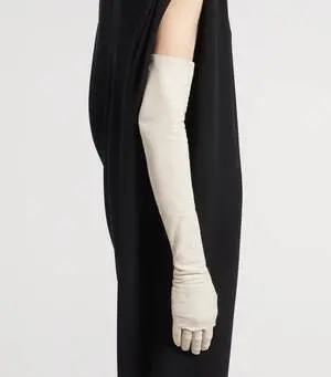 Balenciaga Leather Gloves - White